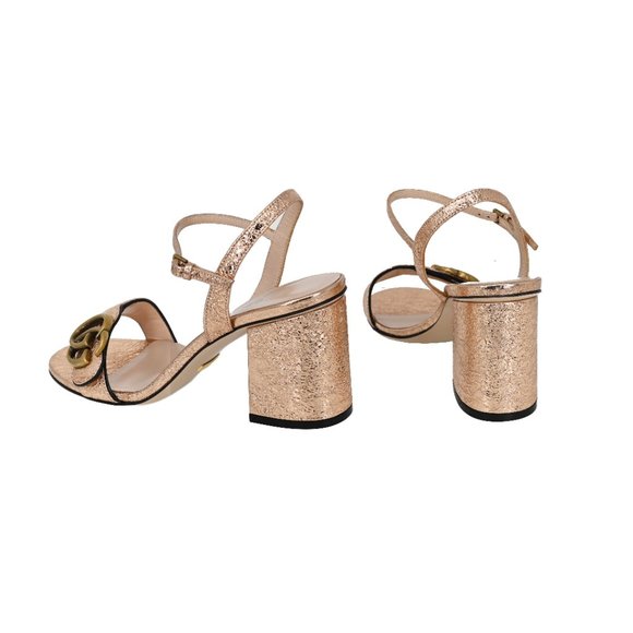 Gucci | Shoes | Gucci Gg Marmont Metallic Leather Midheel Sandals ...